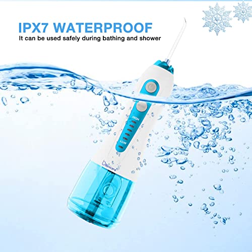 Binicare Water Flosser, Portable Oral Irrigator with 300ML Detachable Reservoir 5 Modes and 6 Jet Tips, Rechargeable & IPX7 Waterproof Water Flossers for Teeth Travel Home Office
