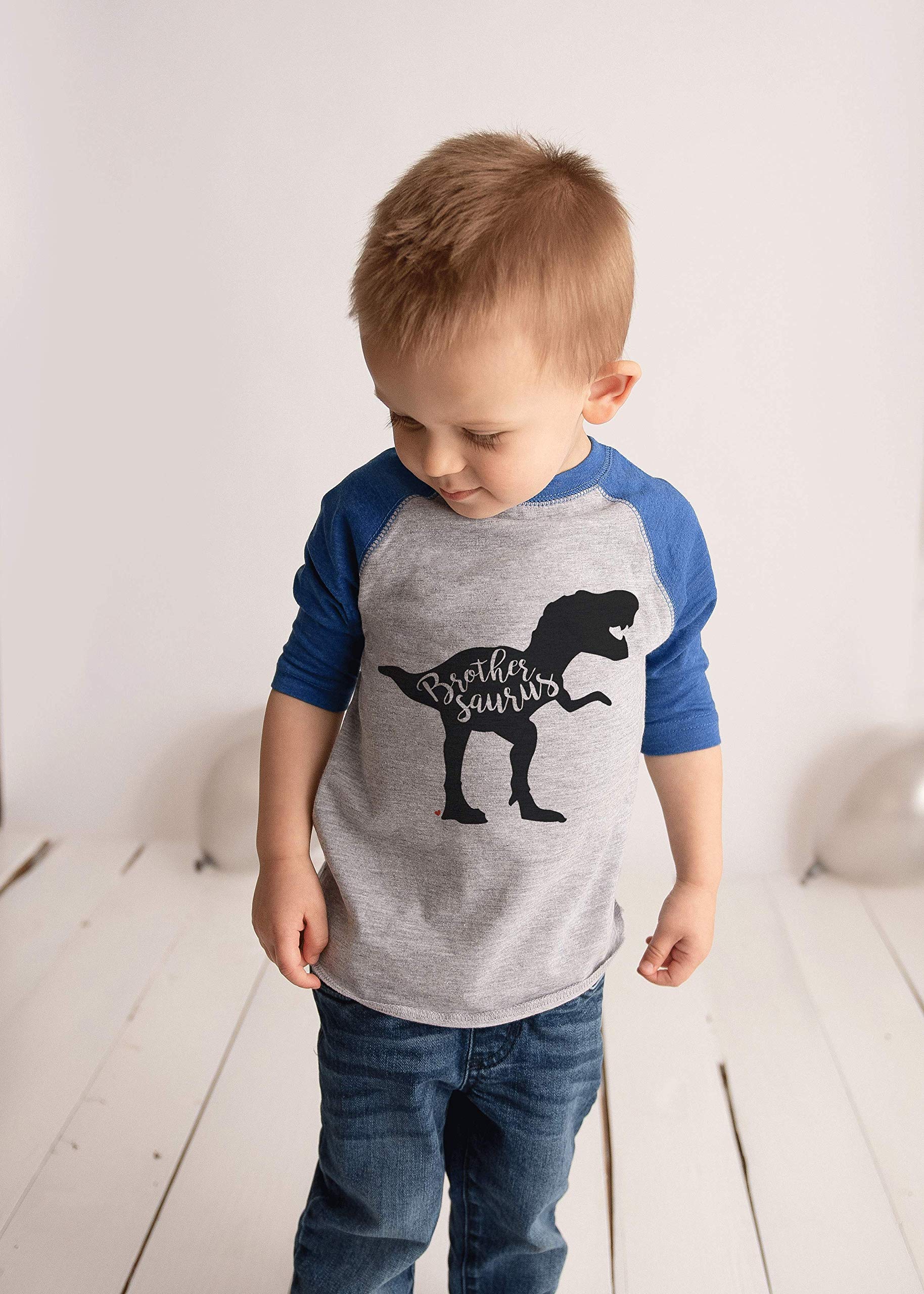7 ate 9 Apparel Boy's Brother Dinosaur Blue Raglan Tee 18 Months