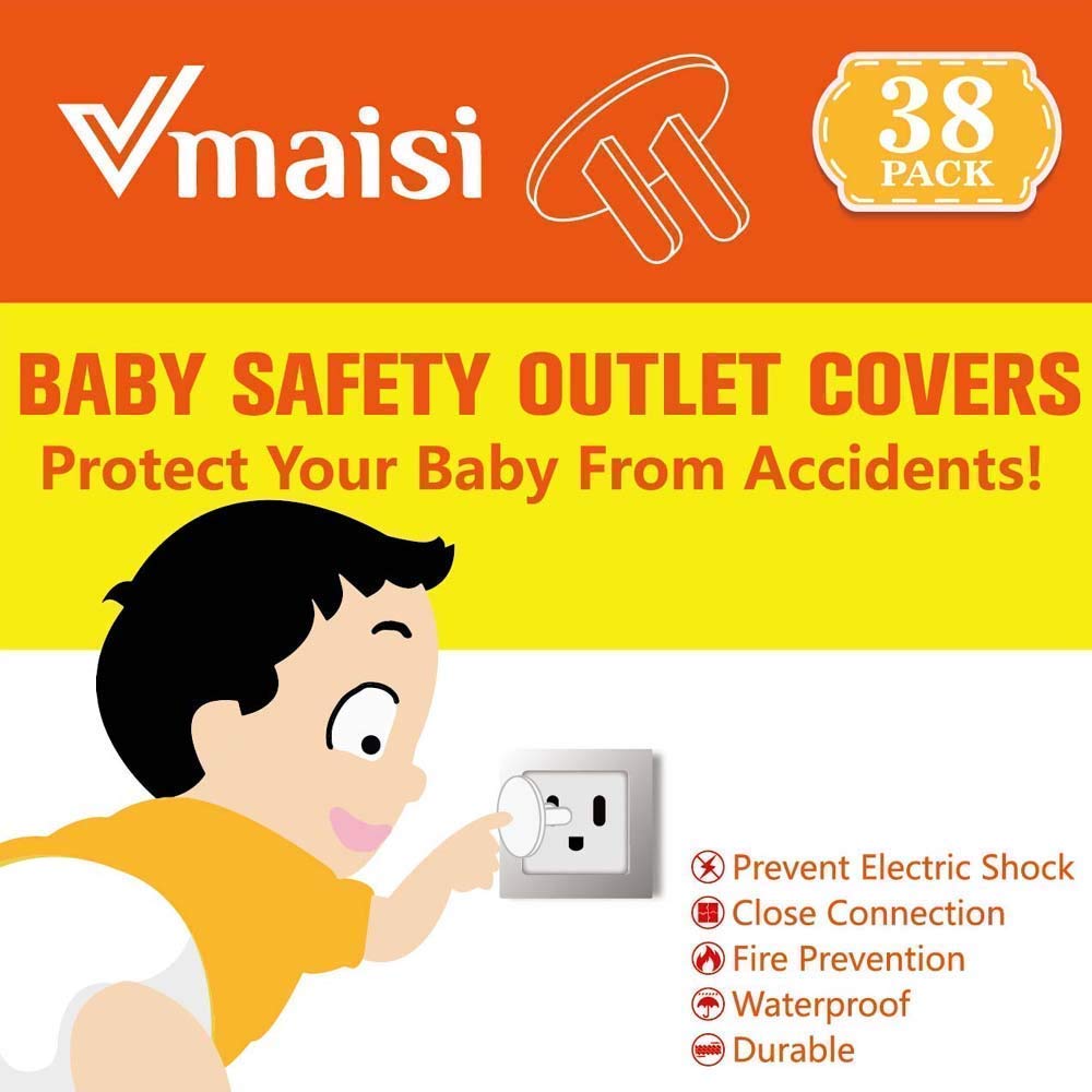 52 Pack - 12 Locks & 2 keys Magnetic Cabinet Locks bundle with 38 Pack Baby Proofing Outlet Covers