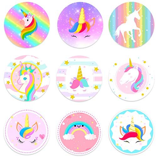 500Pcs Unicorn Stickers Roll in 9 Cute Designs, Motivational Reward Labels Sticker for School, Sealing Cards & Party Decoration (Unicorn)
