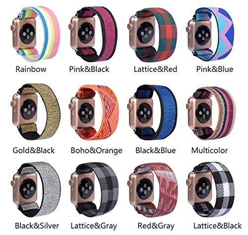 WSGGFA Bohemia Elastic Nylon Loop Band for Apple Watch 6SE Strap 38/40mm 42/44mm for Iwatch 5/4/3 2 Man Women Watch Band (Band Color : Boho Purple, Band Width : 42mm 44mm M L)