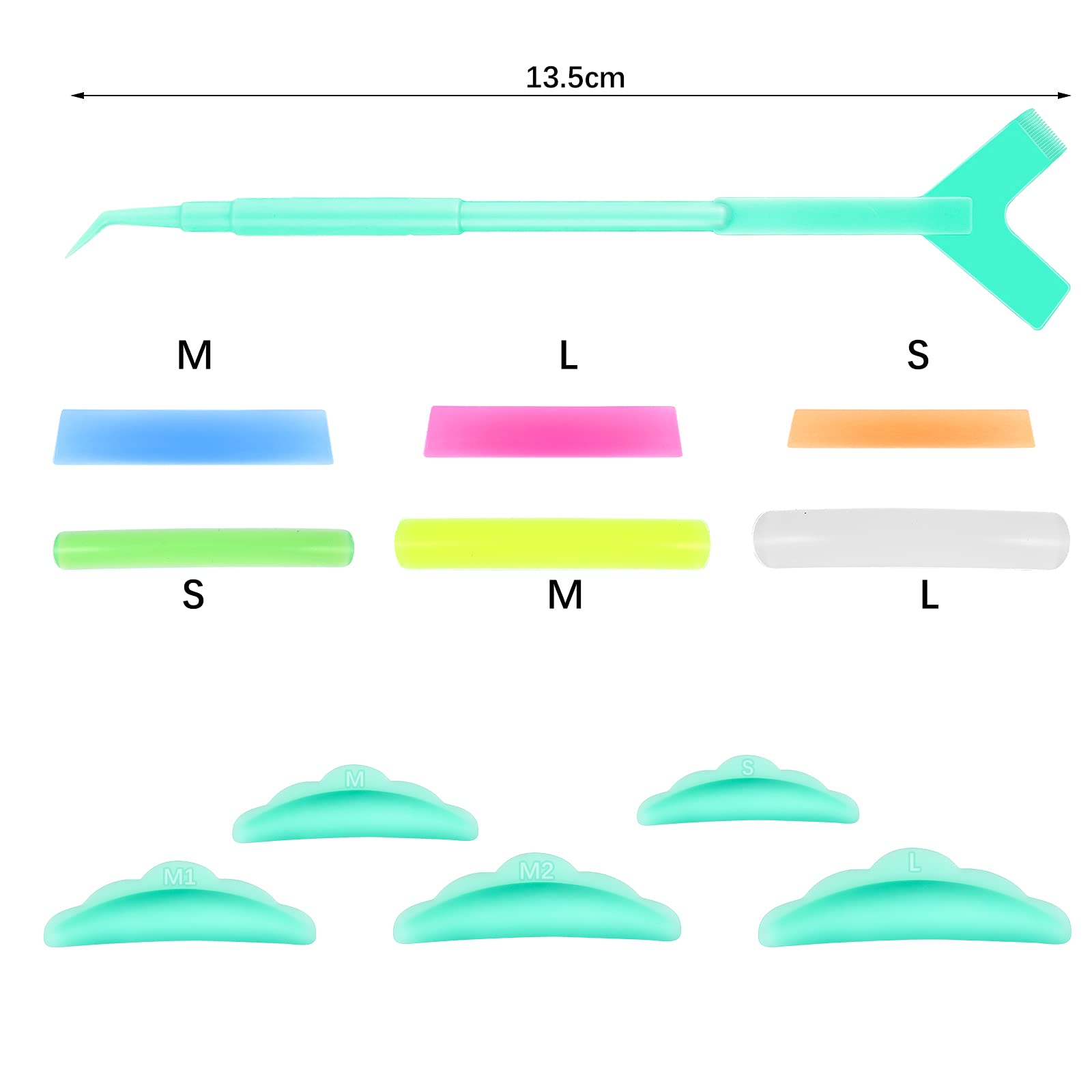 52 Pieces Silicone Eyelash Perming Tool Set Include 20 Pieces Silicone Eyelash Perming Curler, 10 Pieces Y Shape Eyelash Brush, Lift Tool Set,12 Pieces Eyelash Perming Pads