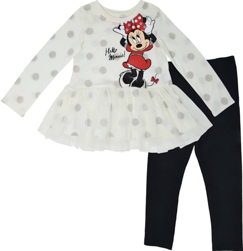 Disney Minnie Mouse Infant Baby Girls T-Shirt and Leggings Outfit Set Polka Dots White/Black 18 Months