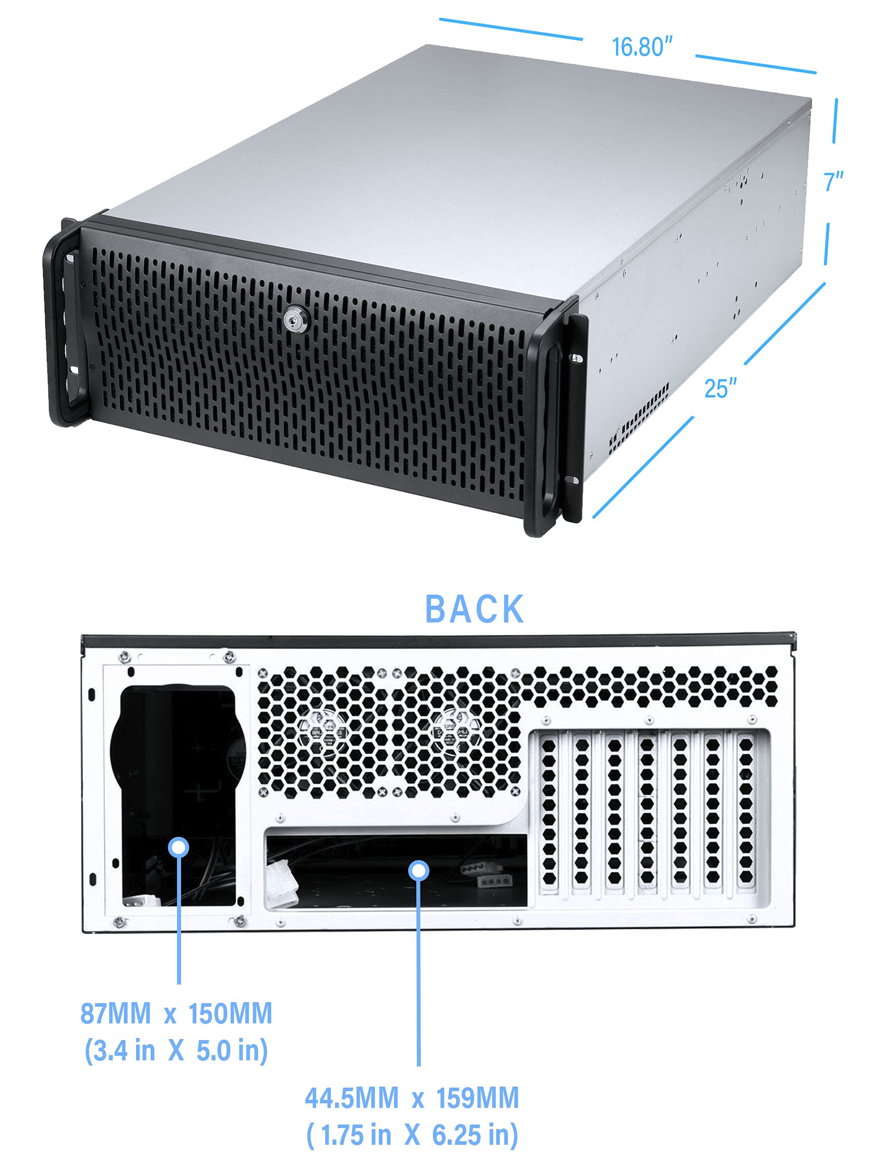 Rosewill 4U Server Chassis Rackmount Case | 12 Hot Swap 3.5", 2.5" SATA I, SATA II, SATA III SAS | E-ATX Compatible | 3 Front 120mm Fans, 2 Rear 80mm Fans | 2X USB 3.0| Front Panel Lock - RSV-L4412U