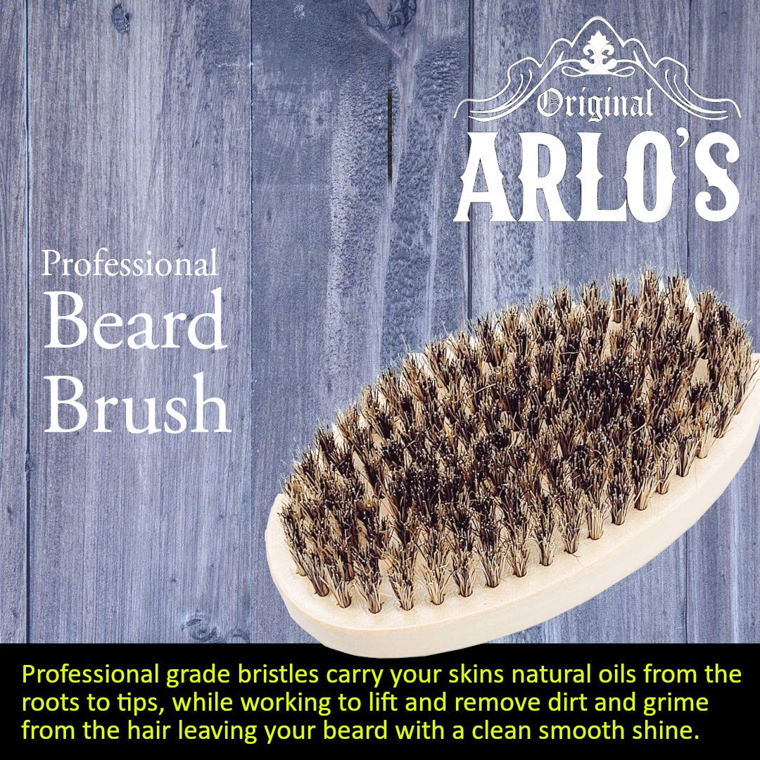 Arlo's 5-PC Mens Premium Beard Grooming Kit w/Vitamin E Beard Oil 2.5oz -Beard Oil, Beard Brush, Beard Comb, Beard Scissors & Carry Bag