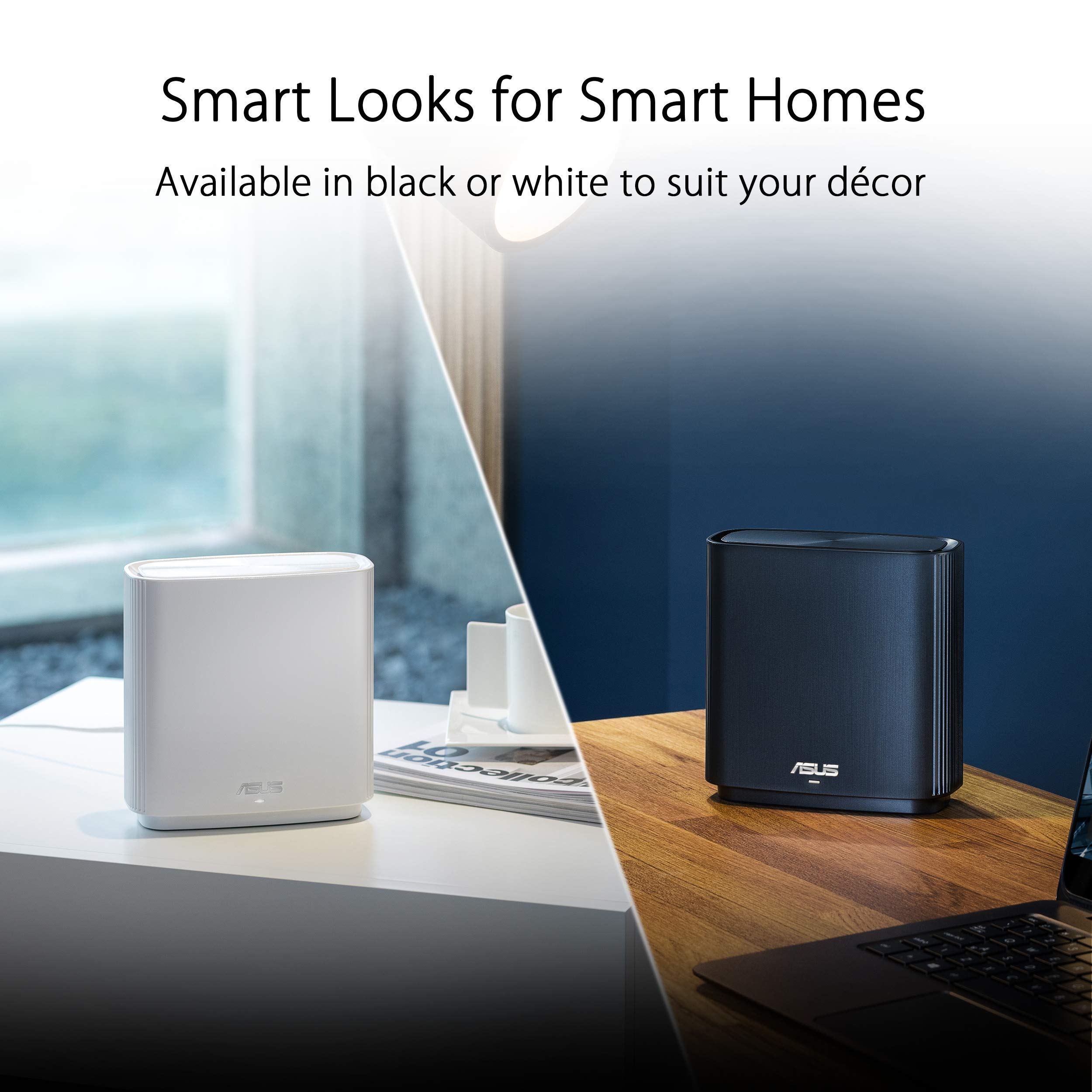 ASUS ZenWiFi AC Whole-Home Tri-Band Mesh System (CT8 2 Pack White) Coverage up to 5,400 sq.ft, AC3000, WiFi, Life-time Free Network Security and Parental Controls, 4X Gigabit Ports, 3 SSIDs (Renewed)