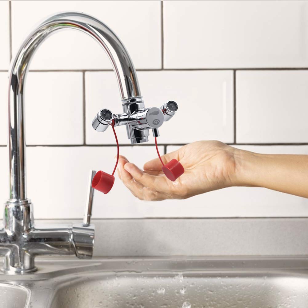 Lunarlipes Faucet Mounted Eyewash Station with Cover, Reliable First AID Emergency Eye Wash Unit for Sink Attachment, for Lab, Factory, Industry Site, Office and Home, Equipped with 4 Adapters