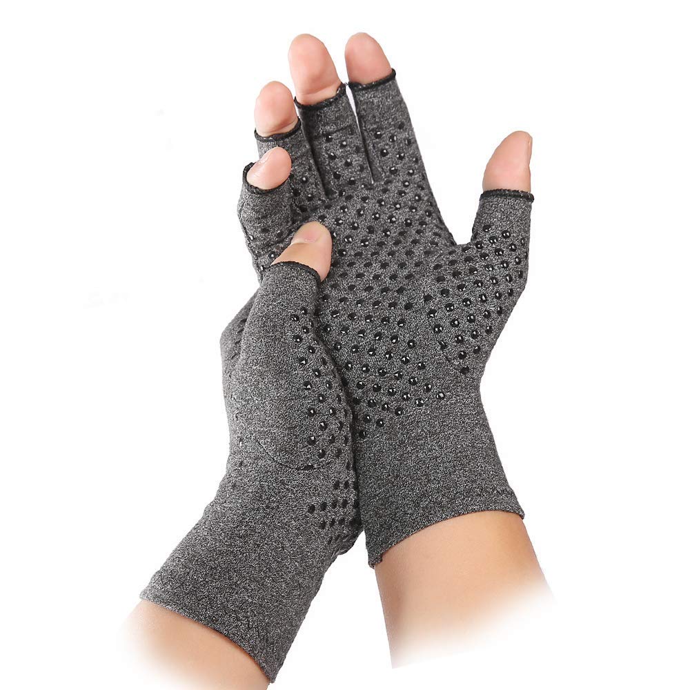 XJXJ Compression Gloves - Healing Pain Relief for RSI Carpal Tunnel Tendonitis Sprains gaming gloves (Color : Grey, Size : Medium)