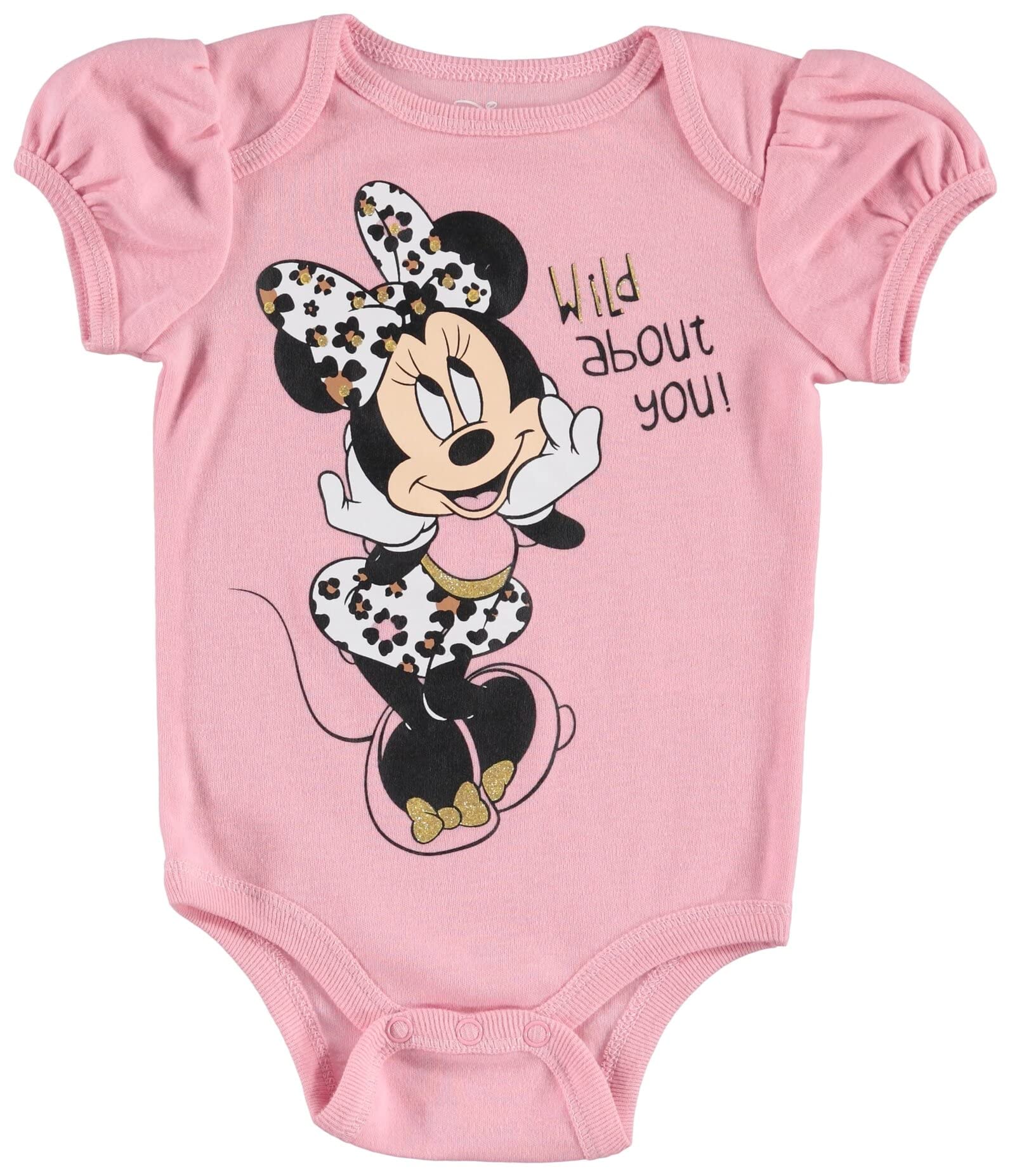 Disney Minnie Mouse Newborn Baby Girls 4 Piece Outfit Set: Bodysuit Pants Bib Hat Pink 0-3 Months