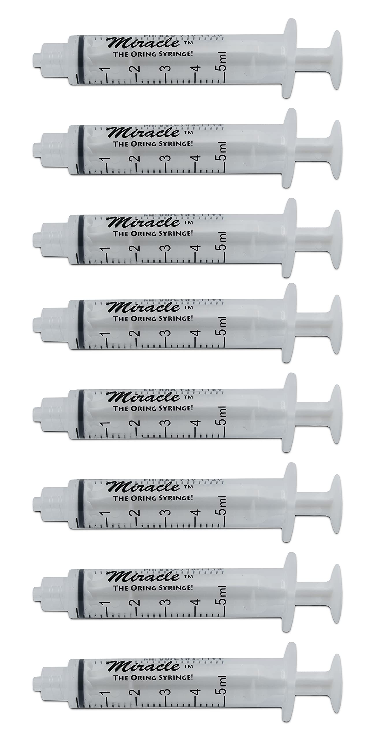 Miracle Oring Syringe- 5 ml Luer Lock Syringe- Package Contains 8 Individually Wrapped Sterile Oring Syringes for Handfeeding Animals, Administering Supplements, Measuring Liquids, and More