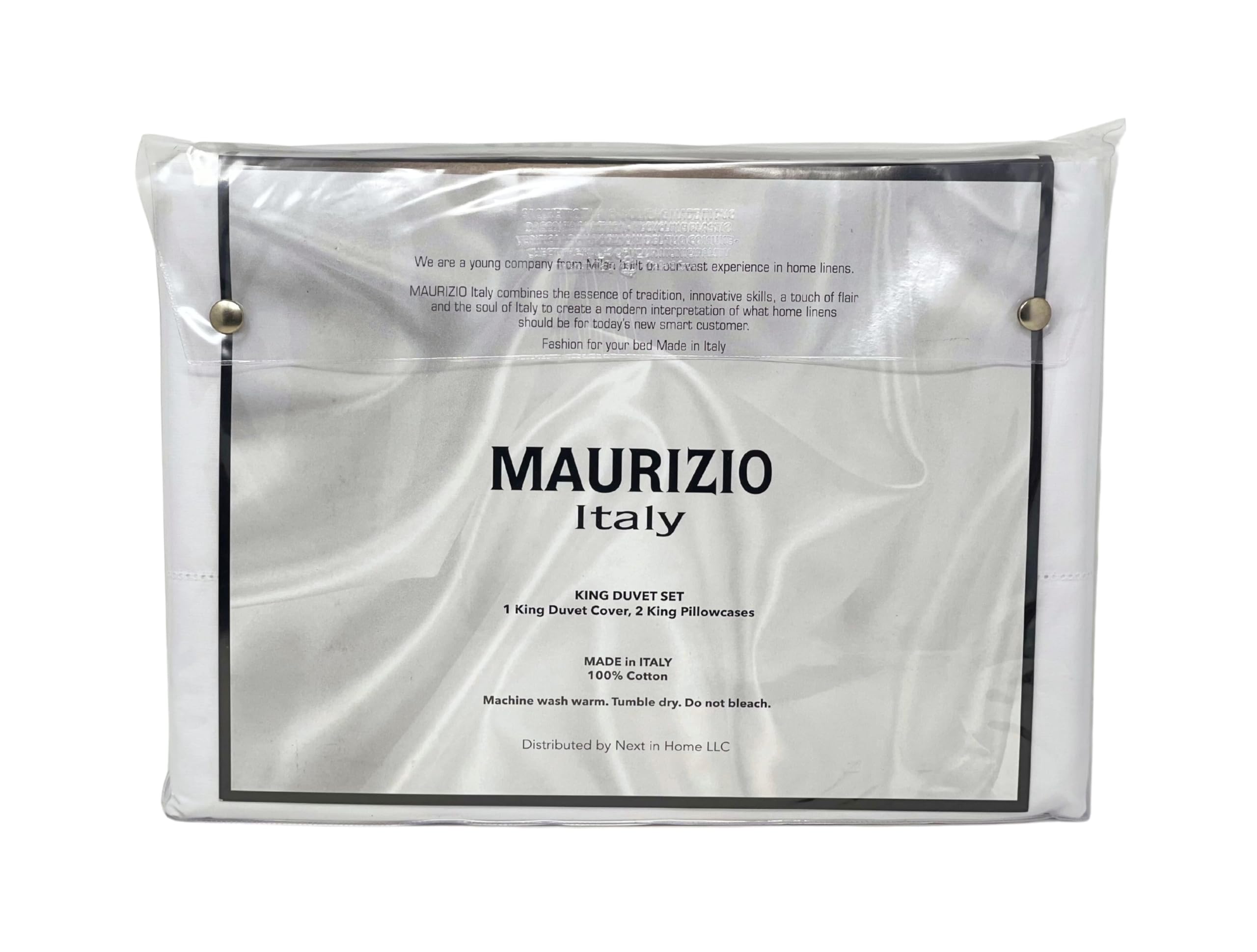 Maurizio Italy 3 Piece 100% Cotton Luxury Duvet Quilt Comforter Cover Set with an Embroidered Hemstitch Detail (King (U.S. Standard))