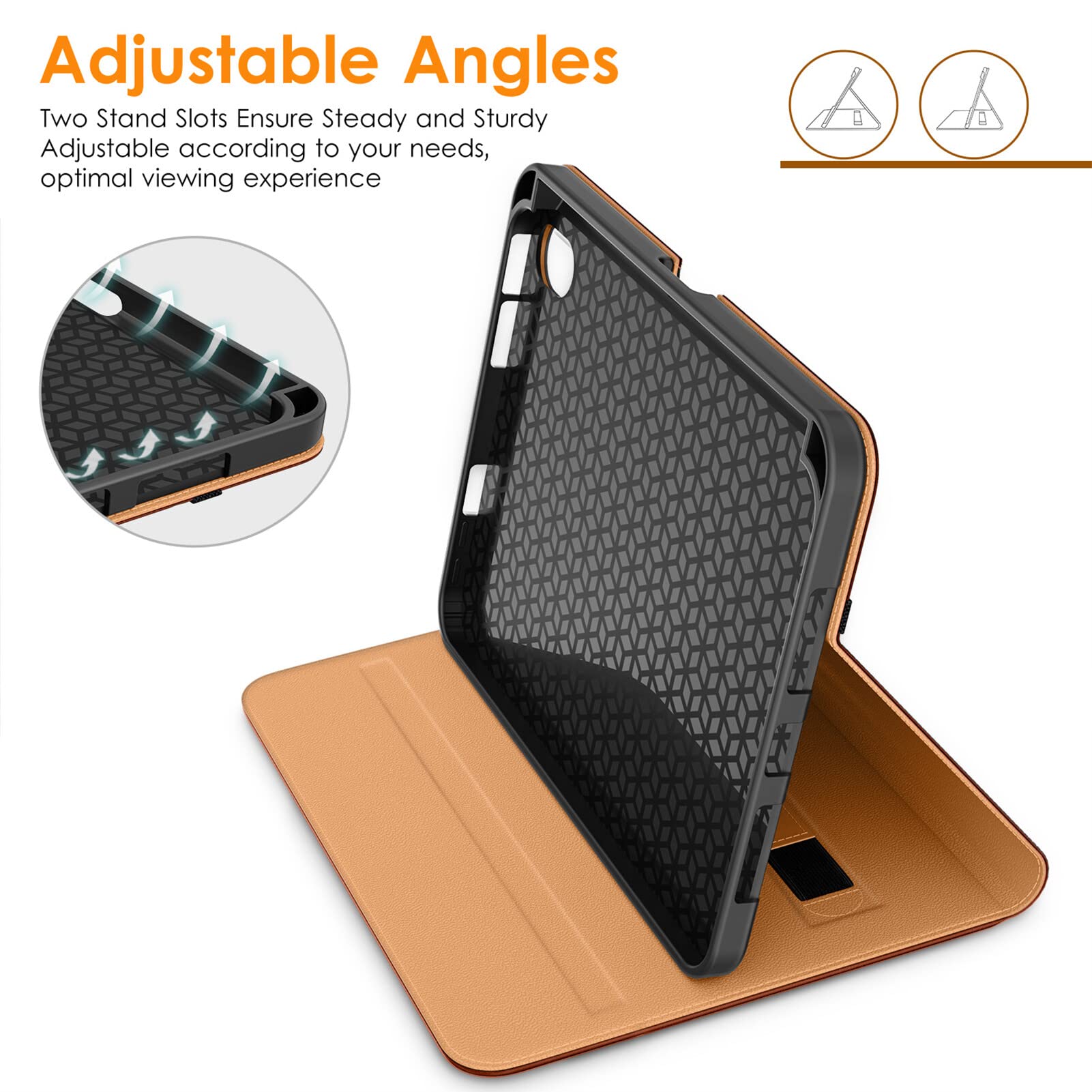 DTTO for iPad Mini 7th/6th Generation Case 8.3 Inch 2024/2021, Premium Leather Business Folio Stand Cover for iPad Mini 7 (A17 Pro) / Mini 6 with Pencil Holder-Multiple Viewing Angles, Brown