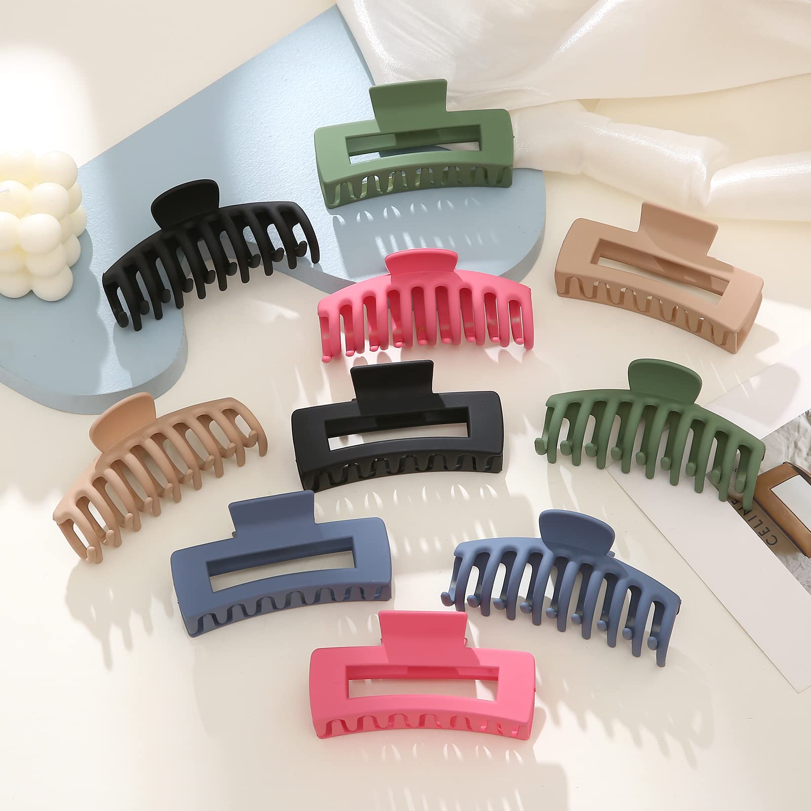 10 Pack Large 4.1" Matte Claw Clips for Women, Hair Styling Accessories for Thick Hair