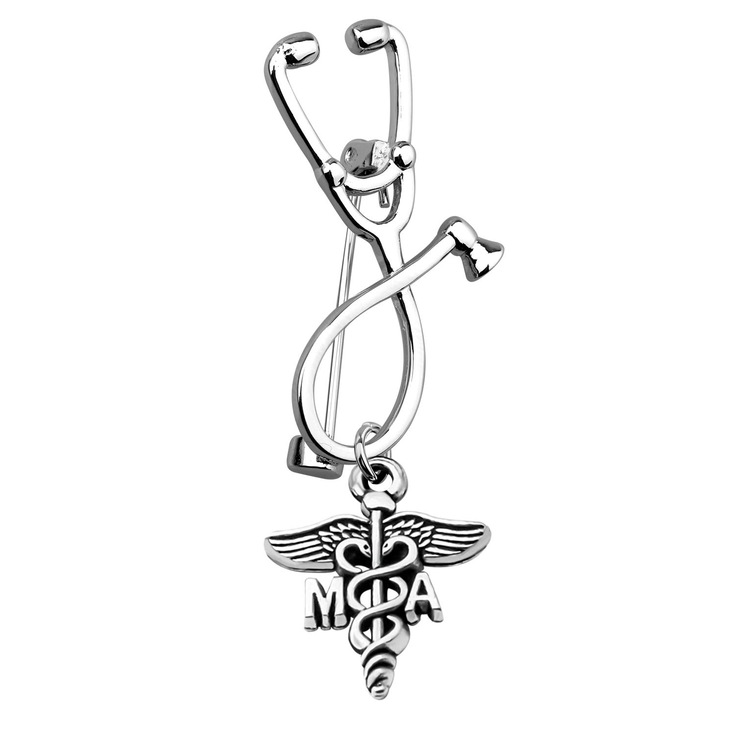 Medical Stethoscope Brooch Pins for Doctor Nurse Medical Students Medical Caduceus Gift For RN,PA,MA,LPN,LVP,NP,Vet (Copper MA Brooch)