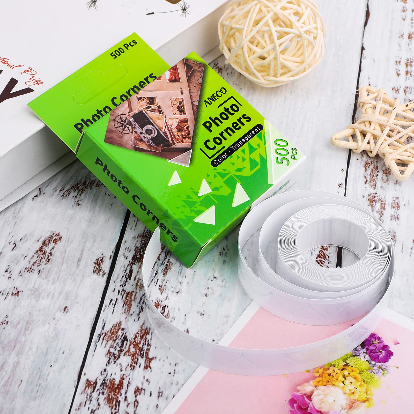 Aneco Transparent Photo Corners Clear Picture Mounting Corner Stickers for DIY Album, Scrapbook, Journal, 500 Pieces/Pack