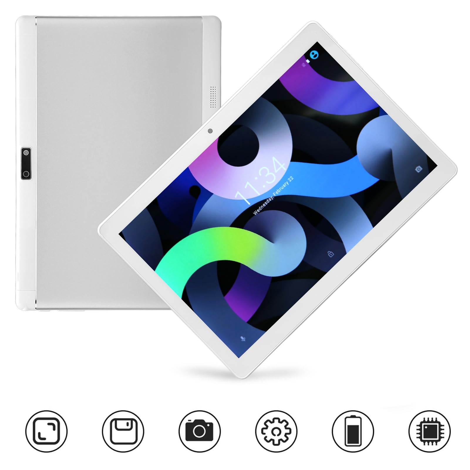 10.1 Inch Tablet, 4G Call 5G WiFi 12GB RAM 256GB ROM Tablet PC, 1920x1200 IPS 8MP 20MP Cameras Tablet for Business, Office, Family, School (US Plug)