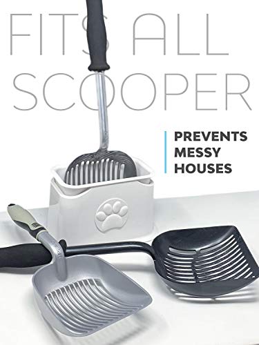 iPrimio Universal Cat Litter Scooper Holder - Durable with Heavy Scoopers Holding Stability - Kitty Litter Box Accessory - Works with All Plastic and Metal Cat Litter Scoops - Four Color Options