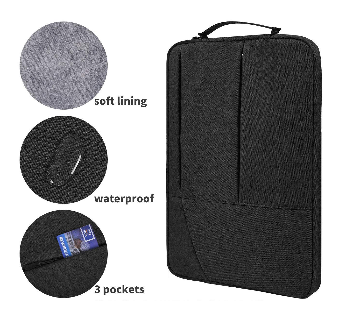 Graphics Drawing Tablet Carry Case with Artist Glove Compatible for Wacom Intuos Pro PTH660 Medium Case Huion H1060P, H950P, HS610, Xp-Pen Deco 01 V2, Ugee M708 and VEIKK A30 (Black)