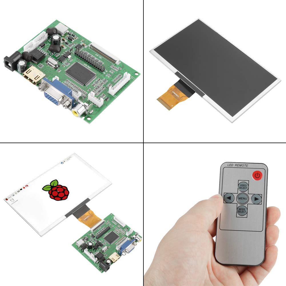 7 Inch 1024 x 600 VGA Monitor Screen LCD TFT Display Kit with Driver Board Monitor for 3/2, Support Plug and Play Function
