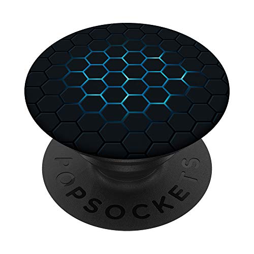 Black and blue design hexagon cool honeycomb for boys men PopSockets Swappable PopGrip