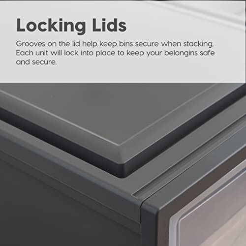IRIS USA 42 Qt. Stackable Plastic Drawers for Clothes, Large, 4 Pack, Storage Dresser for Closet, Home, Office, Bedroom and Nursery, White