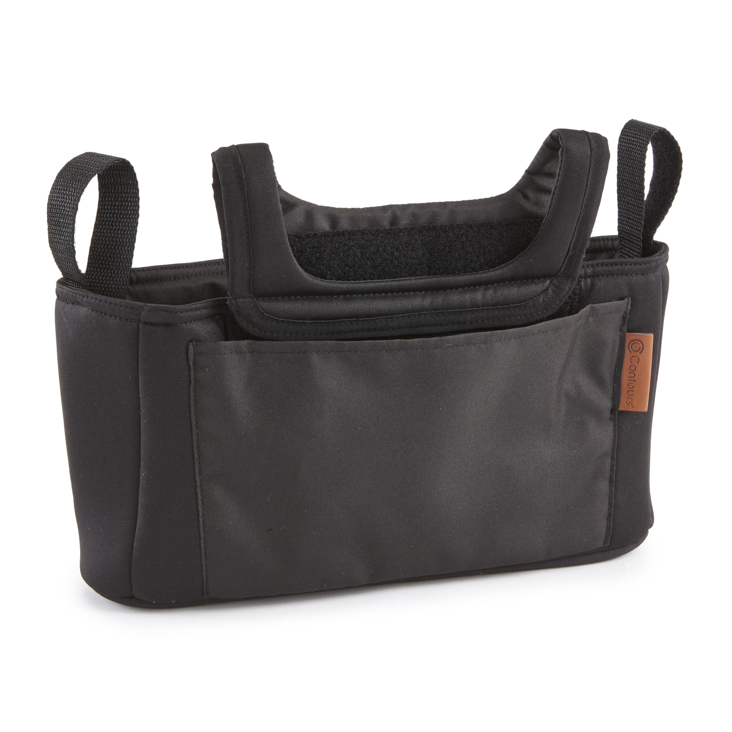 Contours Baby Stroller Organizer, Adjustable Stroller Caddy, Parent Organizer Accessory, Stroller Accessory, Cup Holder and Storage - Compatible with Select Contours Strollers and Wagons - Black