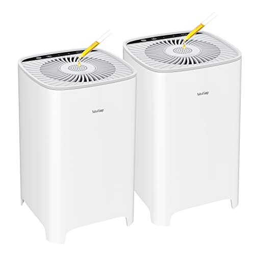 2Pack Muliap Air Purifiers for Home Bedroom with H13 Hepa Filter,Ultra Quiet Desktop Portable Air Purifier,for Dust,Odor,Pet Dander,Smoke,With Aromatherapy,White,SY901(No Adapter)