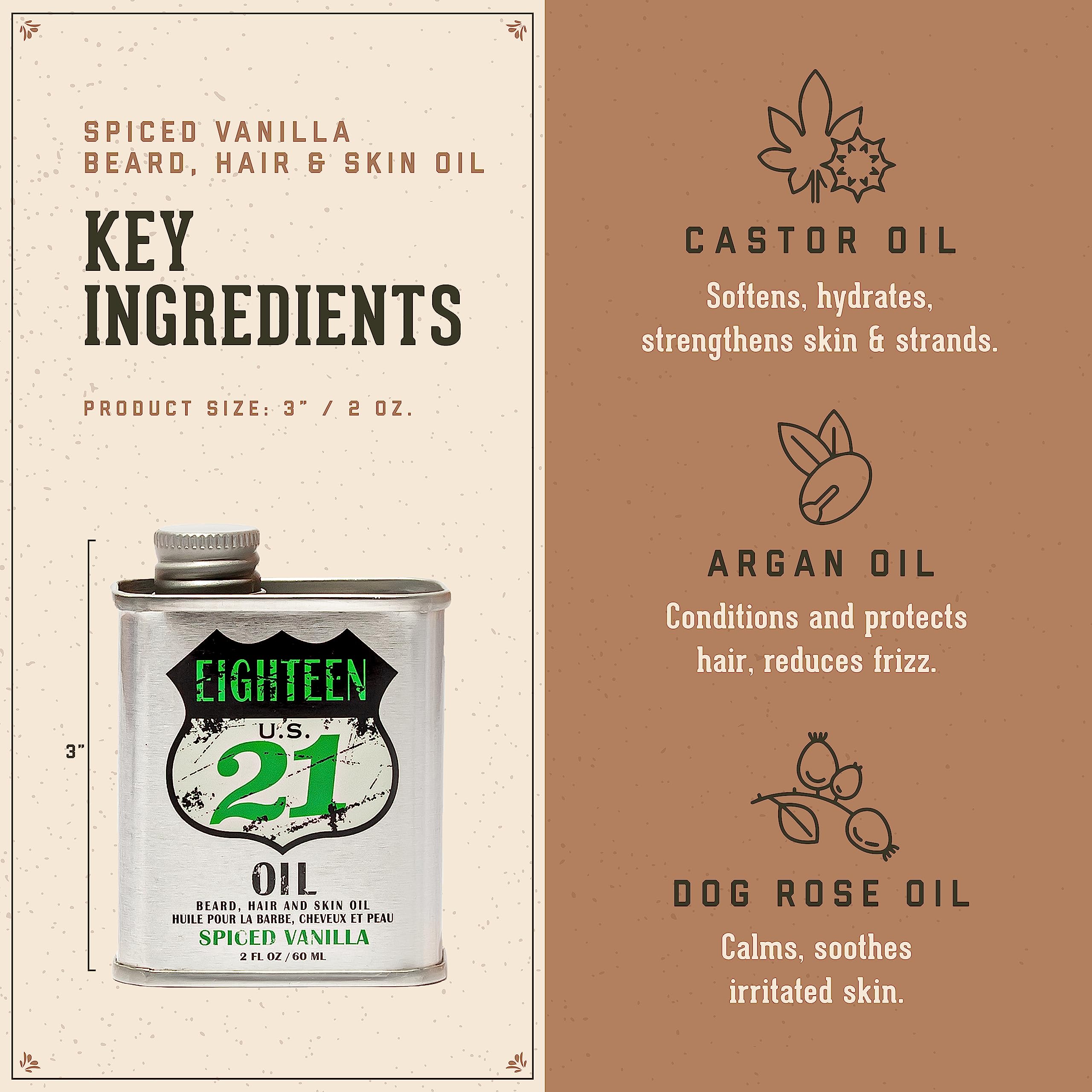 18.21 Man Made OIL - Beard, Hair & Skin - Spiced Vanilla, 2 oz (Pack of 1)