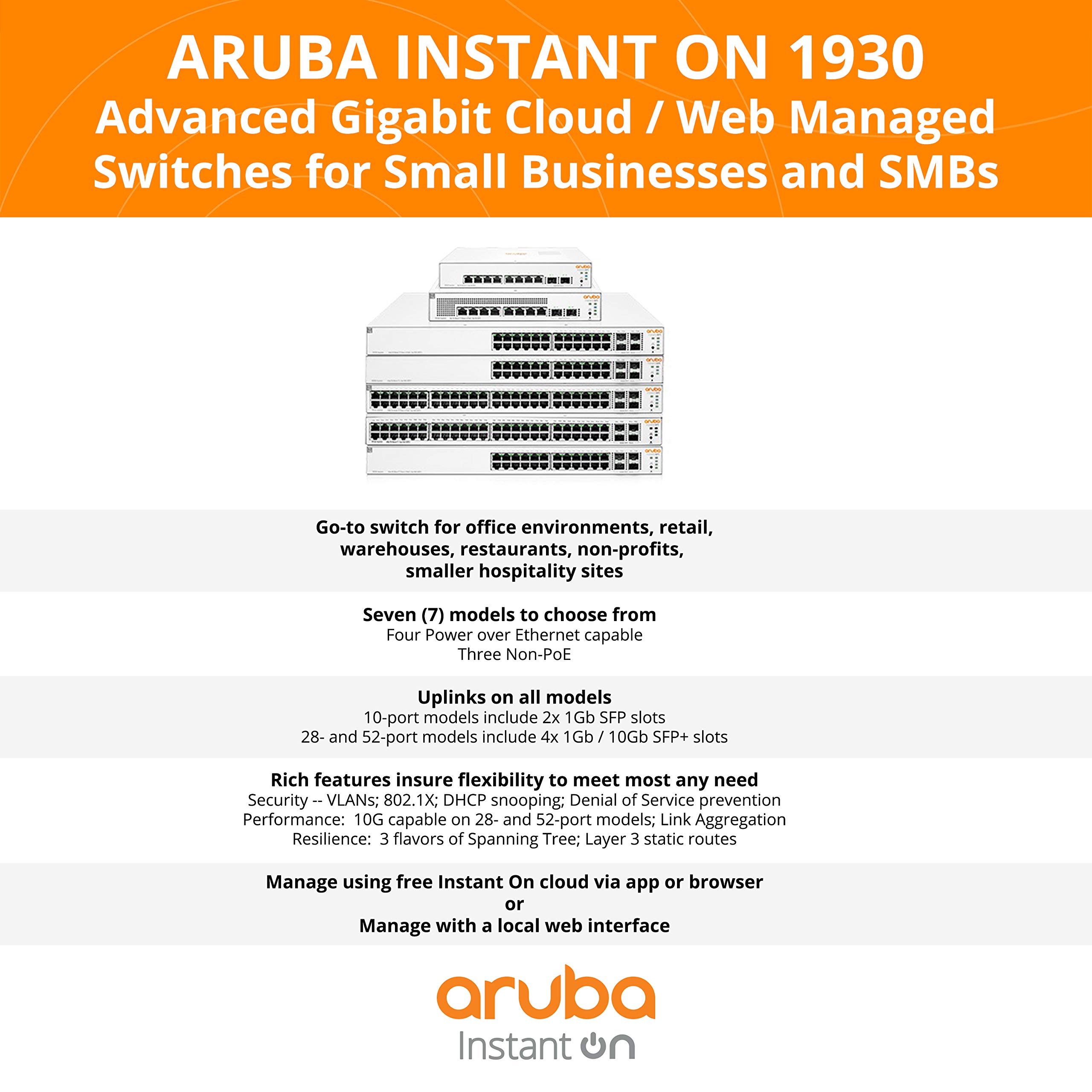Aruba a Hewlett Packard Enterprise company Aruba Instant On 1930 8-Port PoE Smart Switch (JL681AN.ABA) Bundled with (2X) AP22 Wi-Fi 6 Wireless Access Points (R4WO1A)