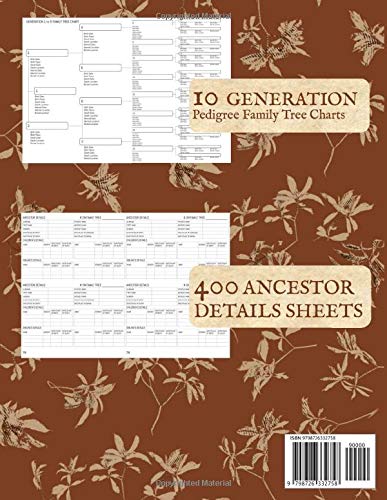 10 Generations Genealogy Notebook With 400 Ancestor Details Sheet: Ancestry Tree Organizer, Family Pedigree Chart, Genealogy Workbooks With Charts, ... (Genealogy Organizer Charts and Forms)