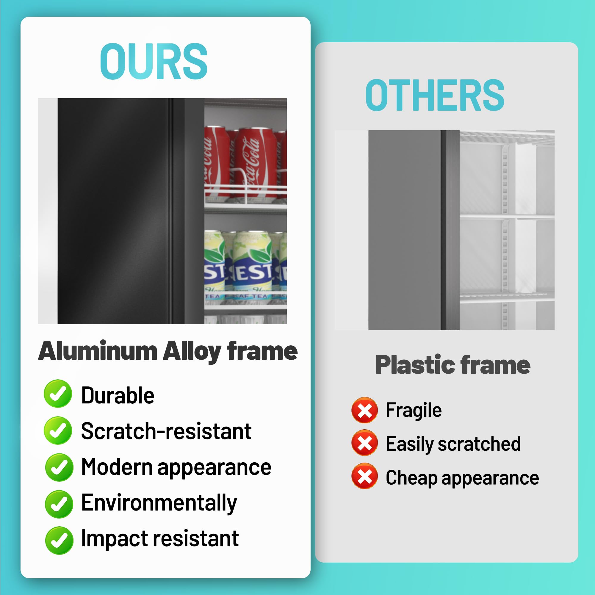 11.3 Cu. Ft Merchandiser Refrigerator 32-50°F Commercial Beverage Refrigerators Low-E Glass Door Display Cooler Aluminum Alloy Frame Upright Drink Fridge, LED Light Box Adjustable Organizer, Black