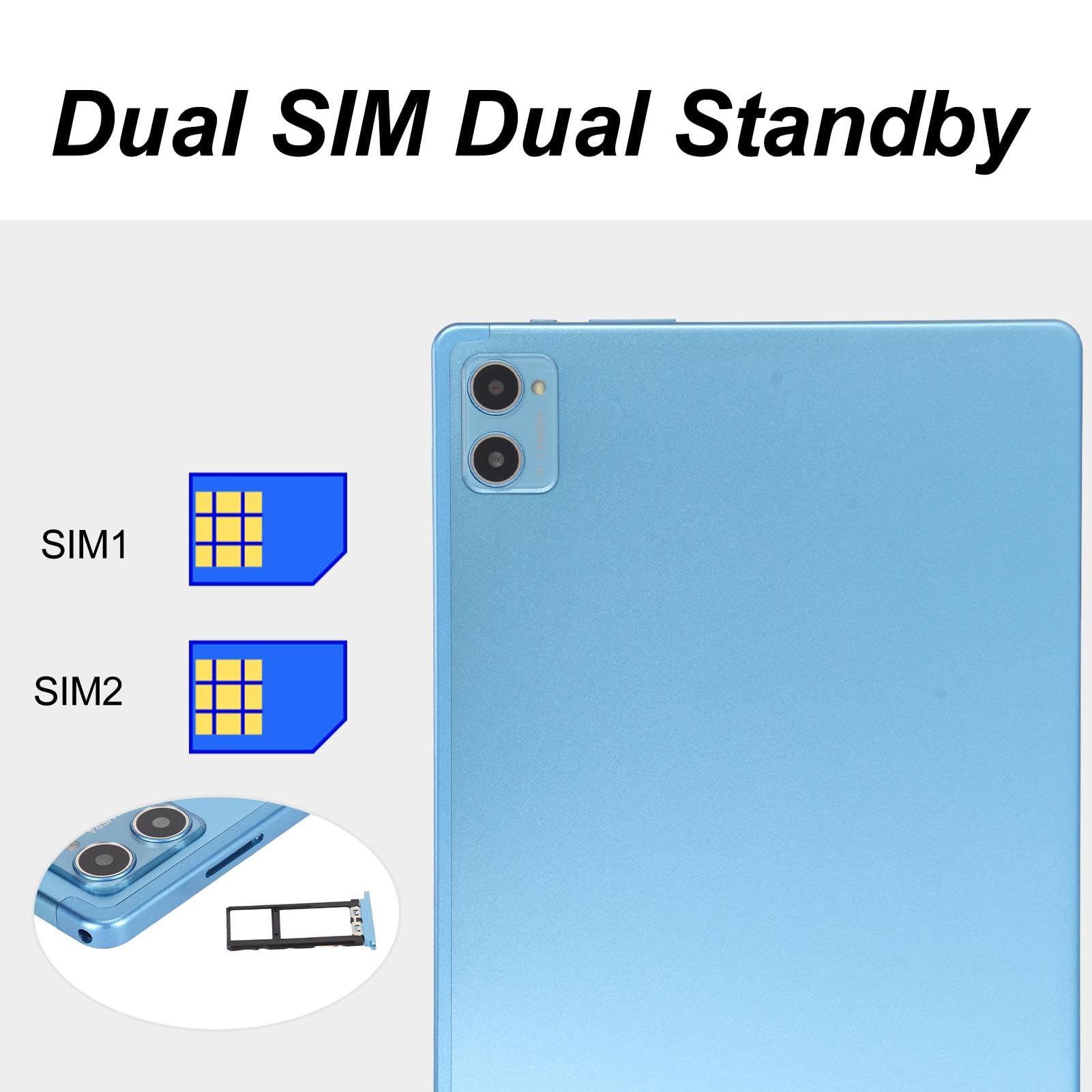 10.1 Inch Tablet, for Android 12 Tablet with 12GB RAM 256GB ROM, 10 Core CPU, 8+20MP Dual Cameras, 5G WiFi, Office Tablet for Work, Gaming (Blue)