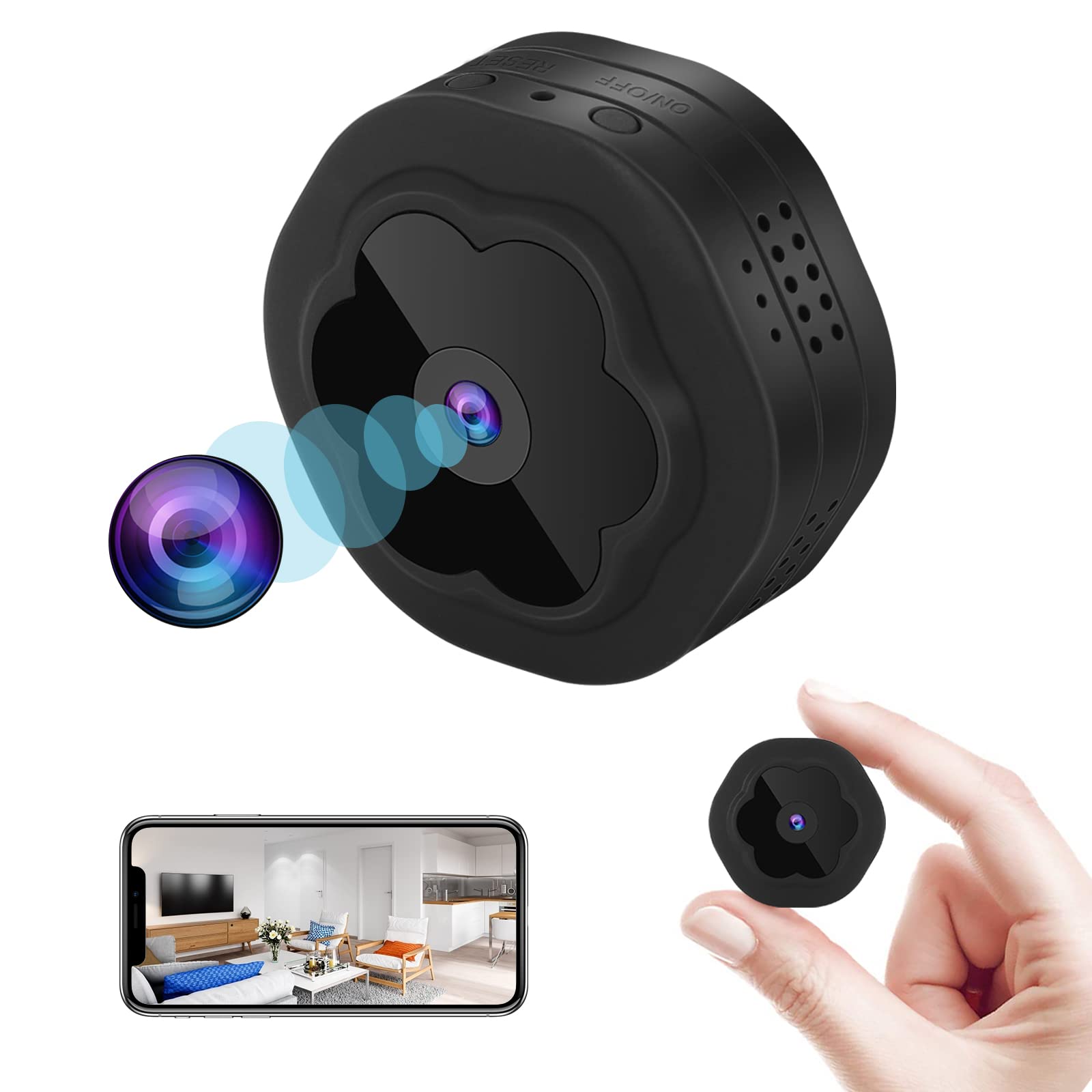 WiFi Spy Hidden Camera Mini Wireless Portable Nanny Cam,1080P HD Small Indoor Security Cameras with Night Vision Motion Detection Alert for Phone APP, Tiny Spy Cam for Home/Apartment/Car/Office/Baby
