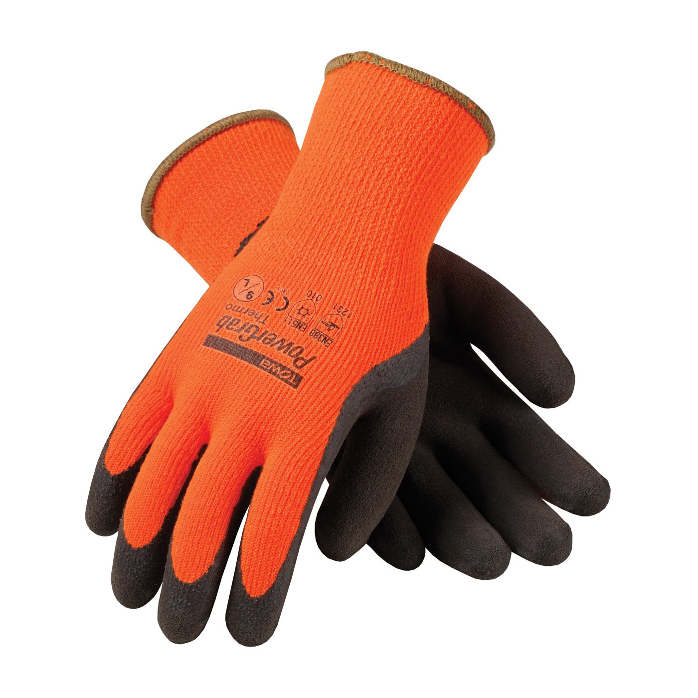 3 Pack Powergrab 41-1400 Thermal Hi-Vis Orange/Black Cold Condition Work Gloves (XLarge)
