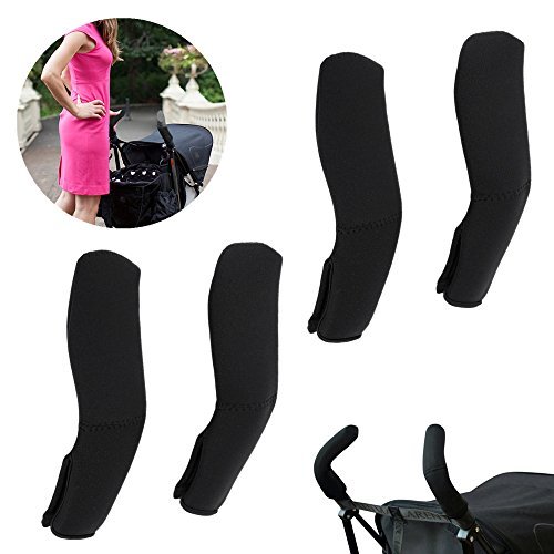 2Pcs/Pair Baby Stroller Armrest Cover, Removable Zipper Crossbar Elastic Dust-Proof Protector Sleeve for Pushchair Pram, Black