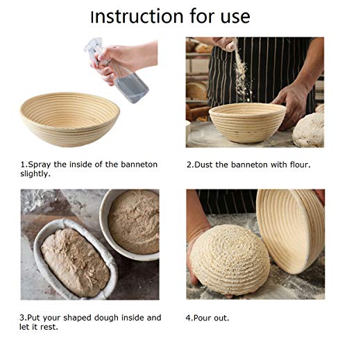 15 inch Baguette Banneton Proofing basket set of 2 - Bread Basket Proofing Bowls for Baguette Fermentation Bread Dough Sour with Beautiful Pattern and Shape