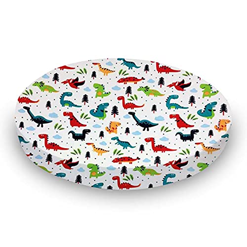 SheetWorld 100% Cotton Interlock Jersey Fitted Oval Crib Sheet, Fits Stokke Sleepi 26 x 47, Dinosaurs, Made in USA