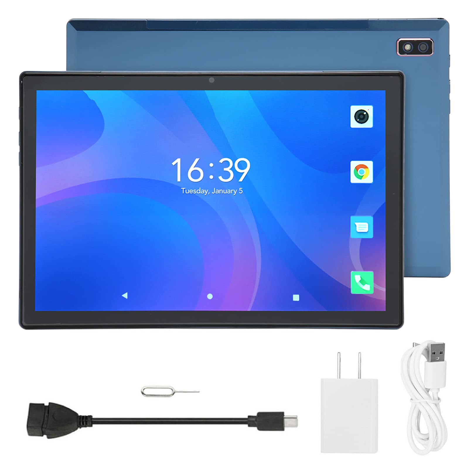 10.1 Inch Tablet, US Plug 100-240V Tablet PC 8MP Front 16MP Rear 1920x1200 Resolution for Android 12.0 for Learning (Blue)