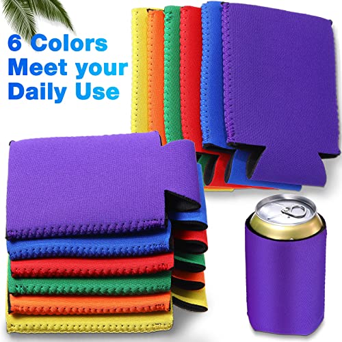 60 Packs Blank Can Cooler Sleeves Soda Can Covers Neoprene Can Sleeve Drink Insulator Sleeve Collapsible Can Coolers for Parties, Events or Weddings (Multicolor)