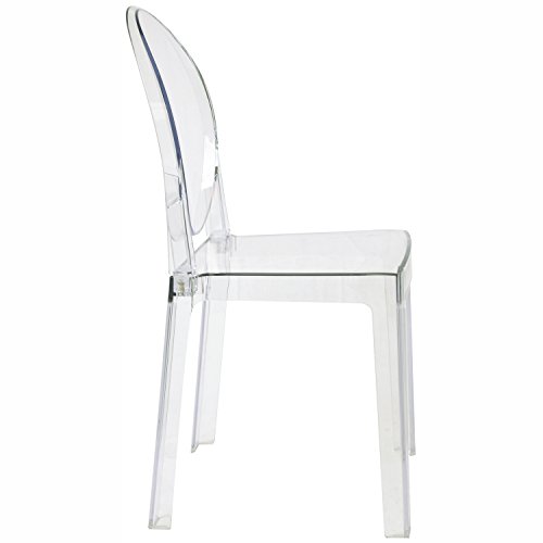 2xhome - Set of Six (6) - Clear - Large Size - Modern Ghost Side Chair Dining Room Chair - Accent Seat - Lounge No Arms Armless Arm Less Chairs Seats Mid Century Design