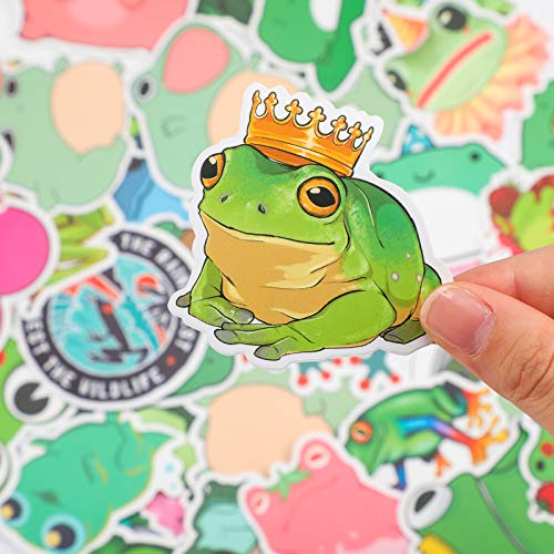 100 Pieces Frog Stickers Frog Decals Cute Frog Laptop Vinyl Stickers Cartoon Frog Waterproof Decorative Stickers for Computer, Luggage, Guitar, Bottle, Refrigerator