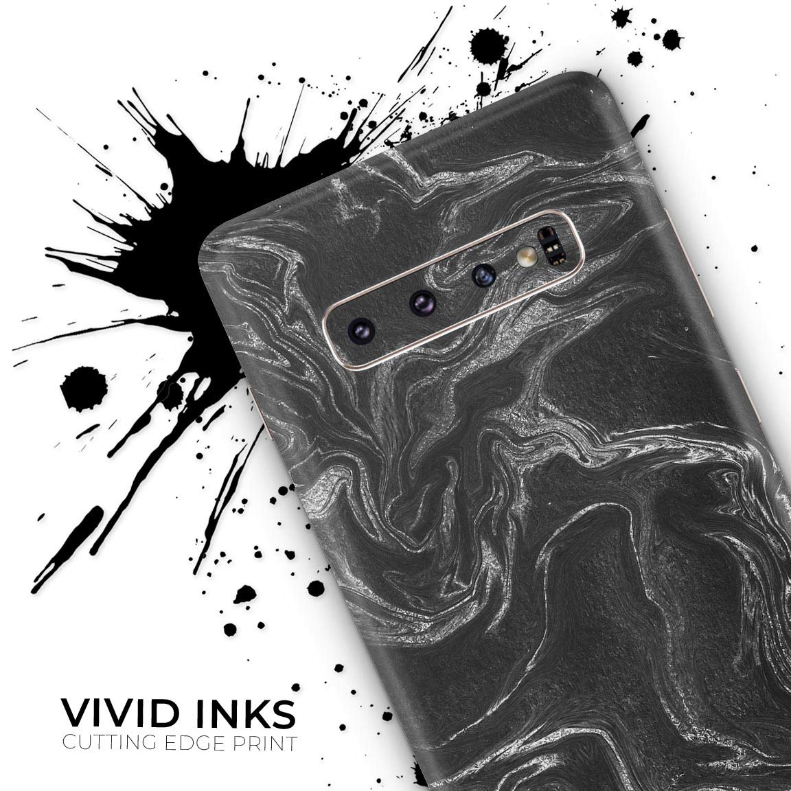 DesignSkinz Black & Silver Marble Swirl V4 Protective Vinyl Decal Wrap Skin Cover Compatible with The Samsung Galaxy S20 (Screen Trim & Back Glass Skin)