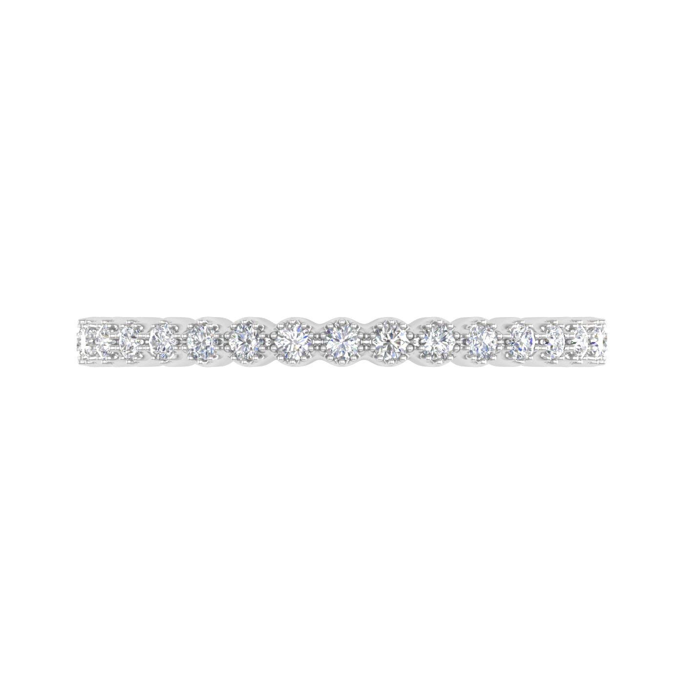 1/5 Carat Bezel Set Diamond Wedding Band Ring in 10K White Gold (Ring Size 7)