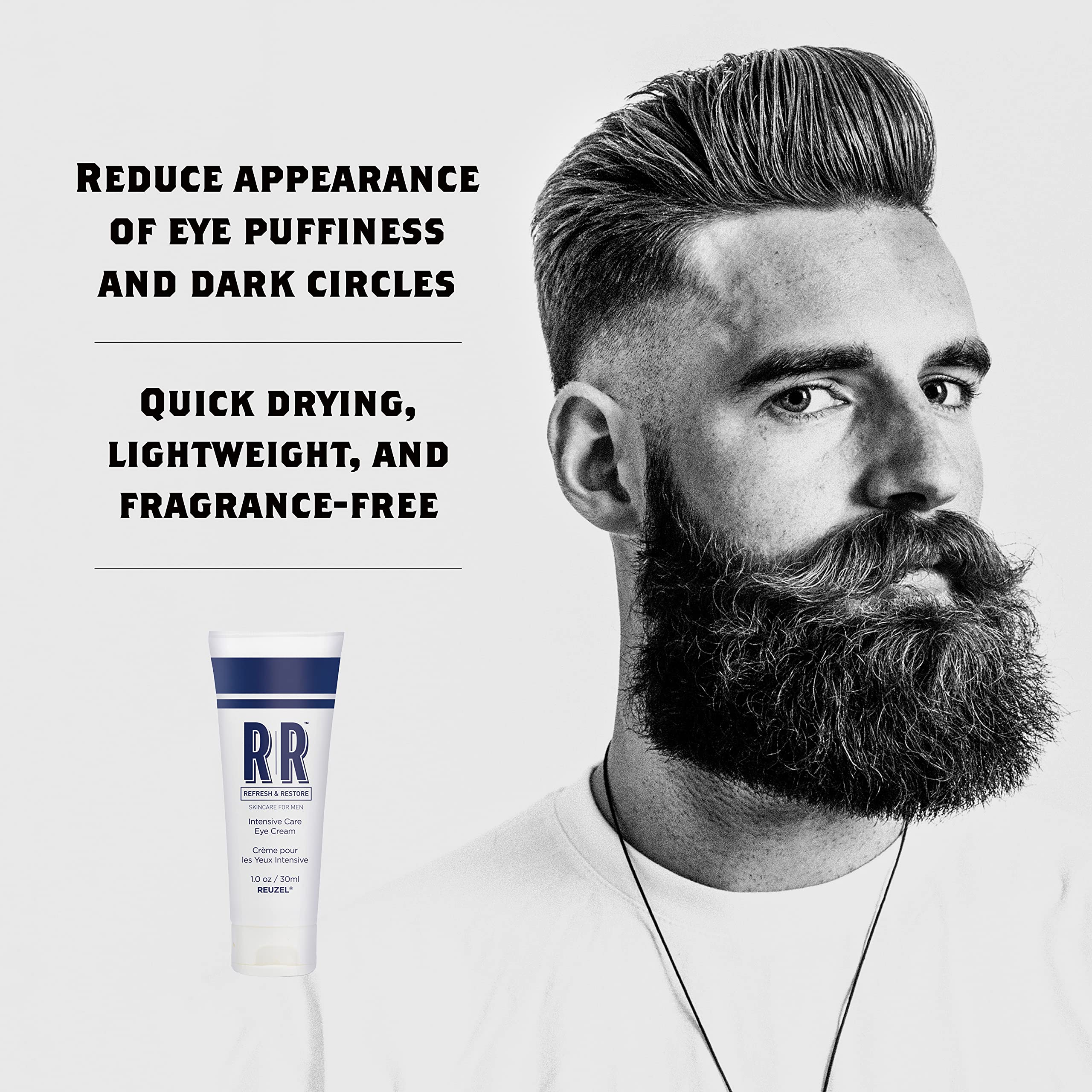 REUZEL Intensive Eye Care Cream, Brightens Up Eyes, Reduce Dark Circles, Lightweight, Hydrating, Vegan and Anti-Aging Formula, Fragrance Free, 1 oz