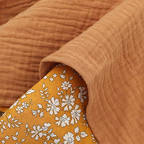 Baney Bunny Rabbit Security Blanket | Muslin Cotton Organic Lovey | Soft Soothing Blankie | Infant Baby Toddler Toy (Rust Mustard Floral)