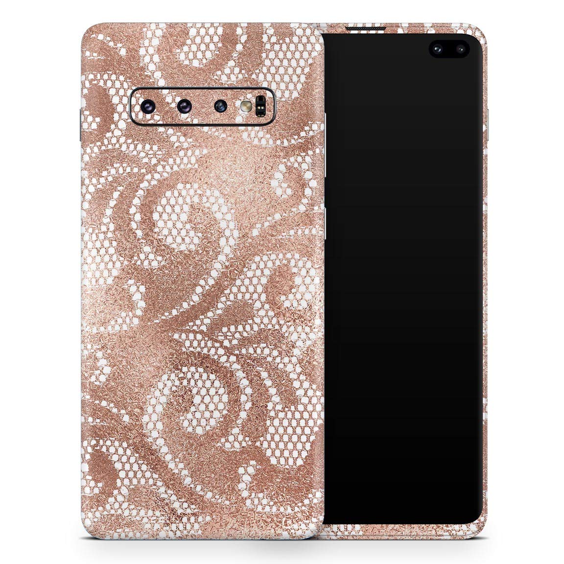 DesignSkinz Rose Gold Lace Pattern 14 Protective Vinyl Decal Wrap Skin Cover Compatible with The Samsung Galaxy S20 (Screen Trim & Back Glass Skin)