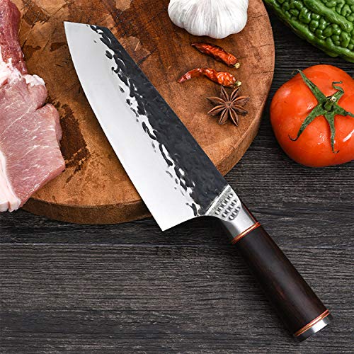 DRAGON RIOT Kiritsuke Chef Knives Carbon Steel Bunka Knife Forged Japanese Butcher Cleaver Kitchen for Home and Restaurant