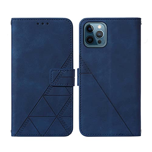 12 Pro Max Case,Compatible for iPhone 12 Pro Max Wallet Case,[Kickstand][Wrist Strap][Card Holder Slots] TPU Interior Protective PU Leather Folio Flip Cover for iPhone 12 Pro Max Case 2022 (Blue)
