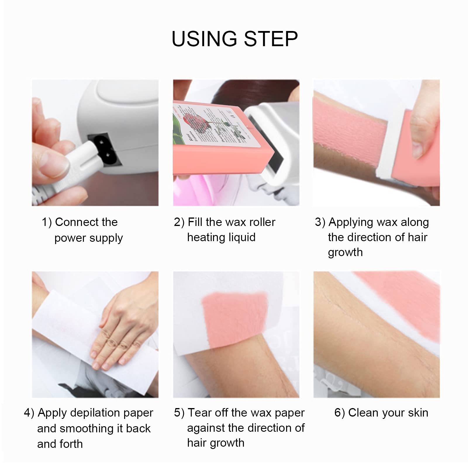 Roll-On Wax Cartridge for Hair Removal 100g Roller Depilatory Wax for Body Legs Arms Armpit Bikini Hair Removal Professional or Home Uses(Rose)