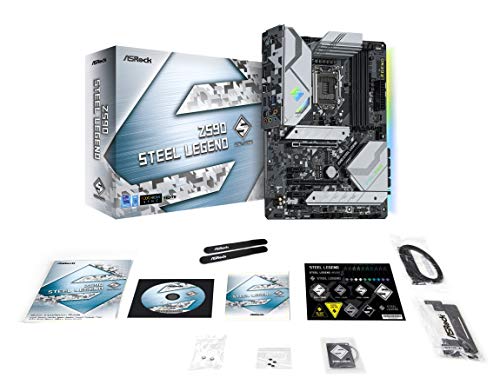 ASRock Z590 Steel Legend Compatible with Intel 10th and 11th Generation CPU (LGA1200) Z590 with Chipset